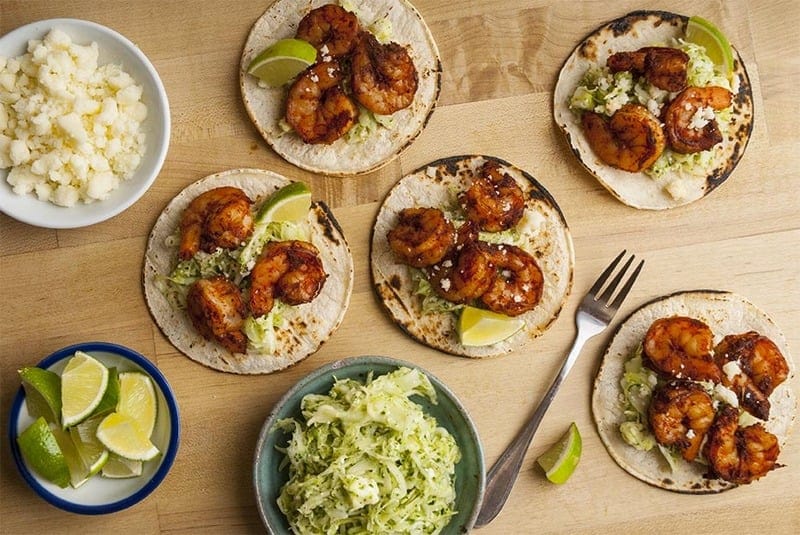 Salt Plate Shrimp Tacos with Cilantro Lime Slaw – Savory Spice